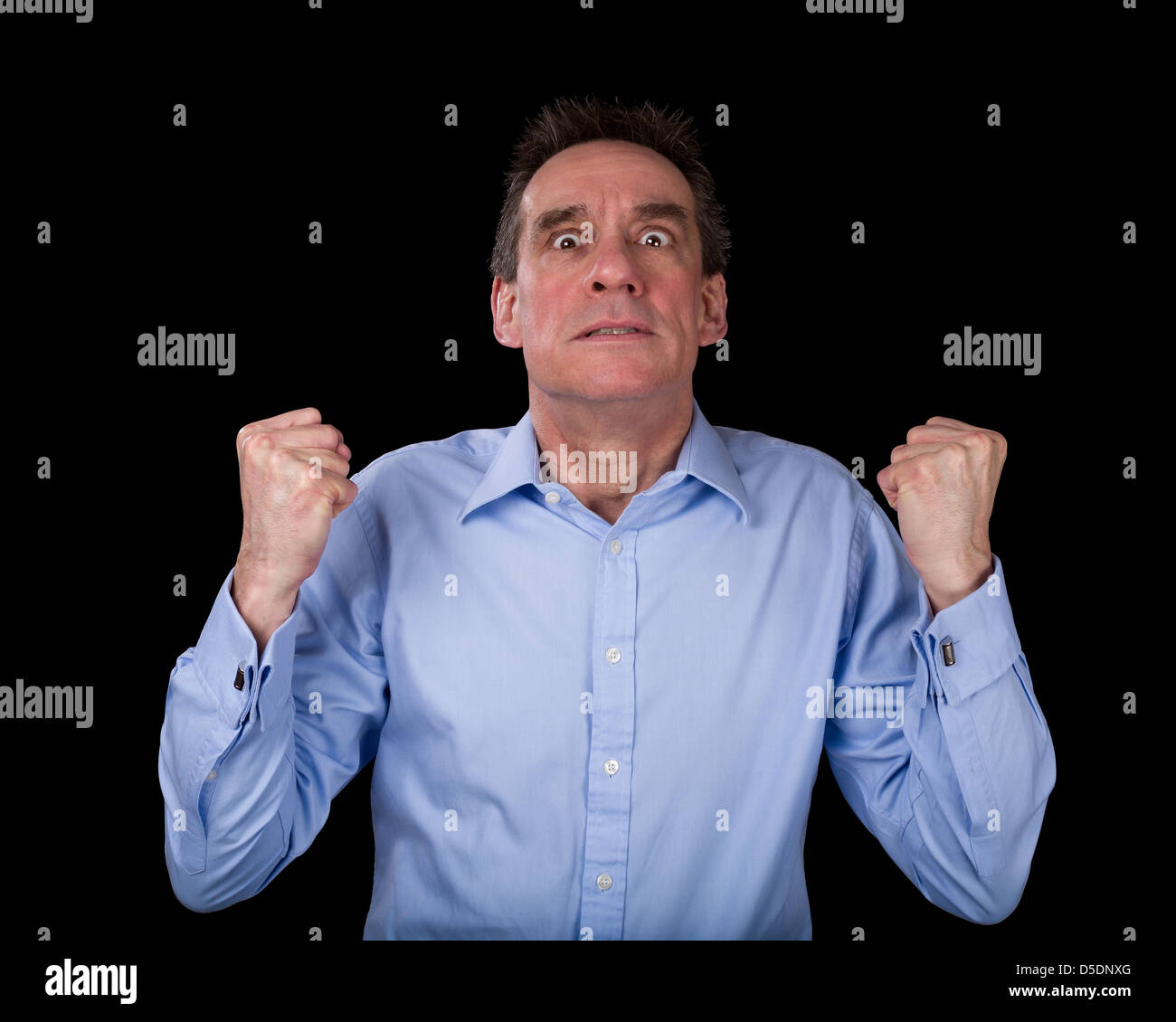 Frustrated Middle Age Business Man Shaking Fists in Anger Black ...