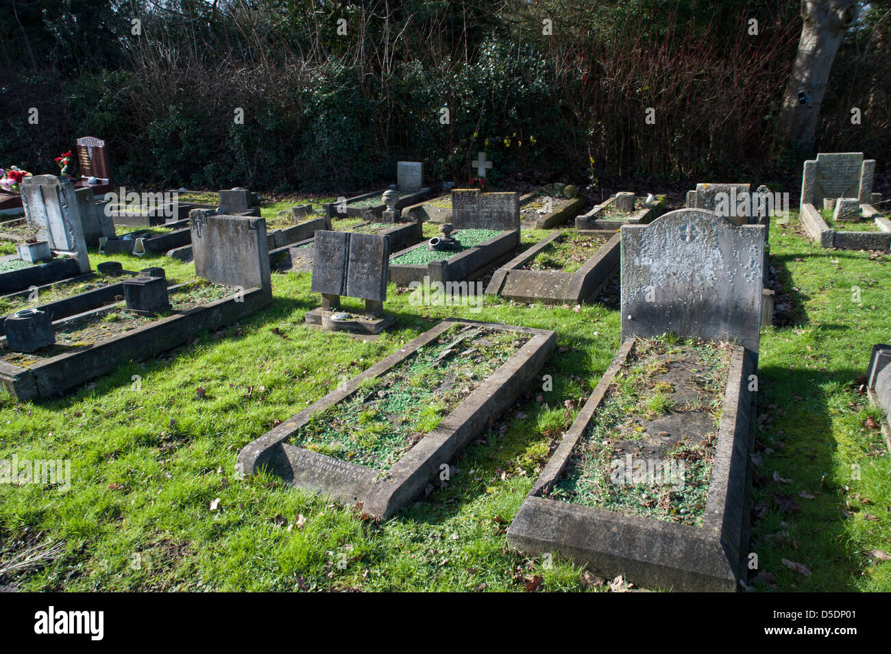 Alperton cemetery London, overgrown old unattended graves Stock Photo ...
