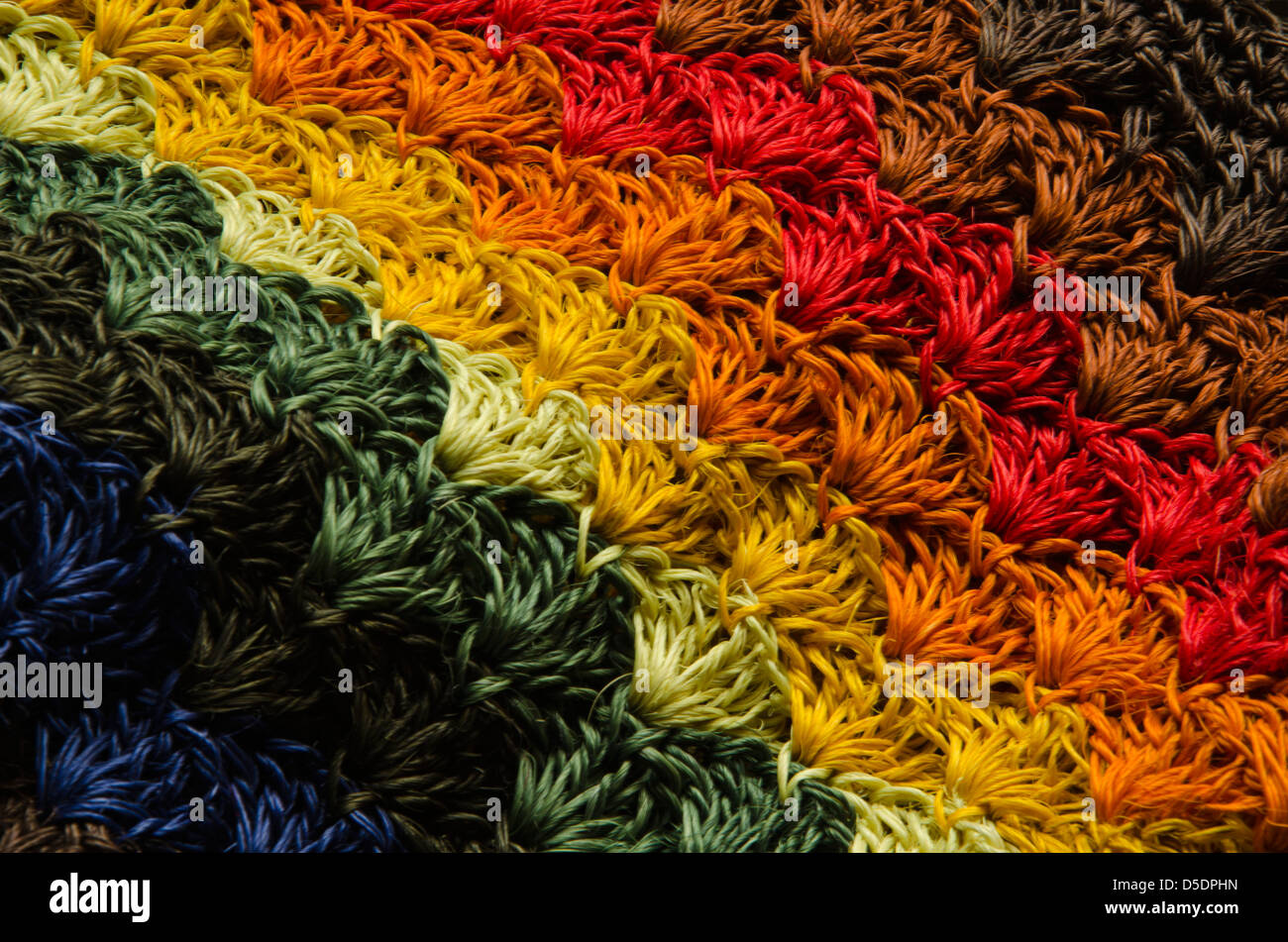 Multi colored crochet tissue made of fique, a south american natural ...