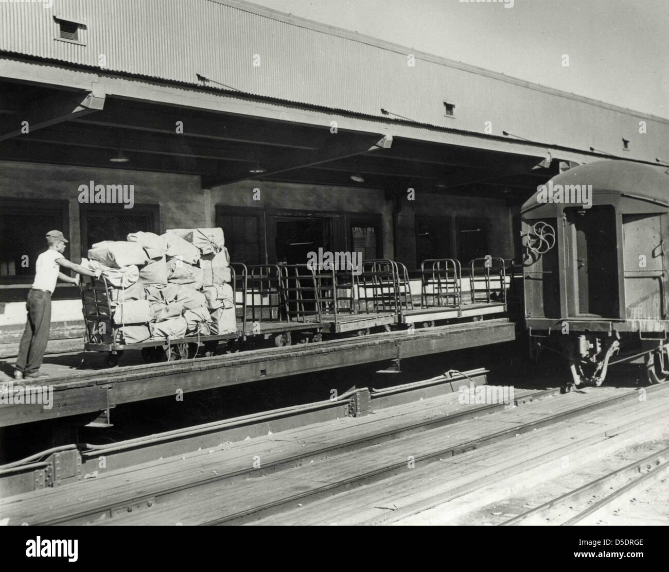 A photograph of the Railway Post Office loading area, showing the ...