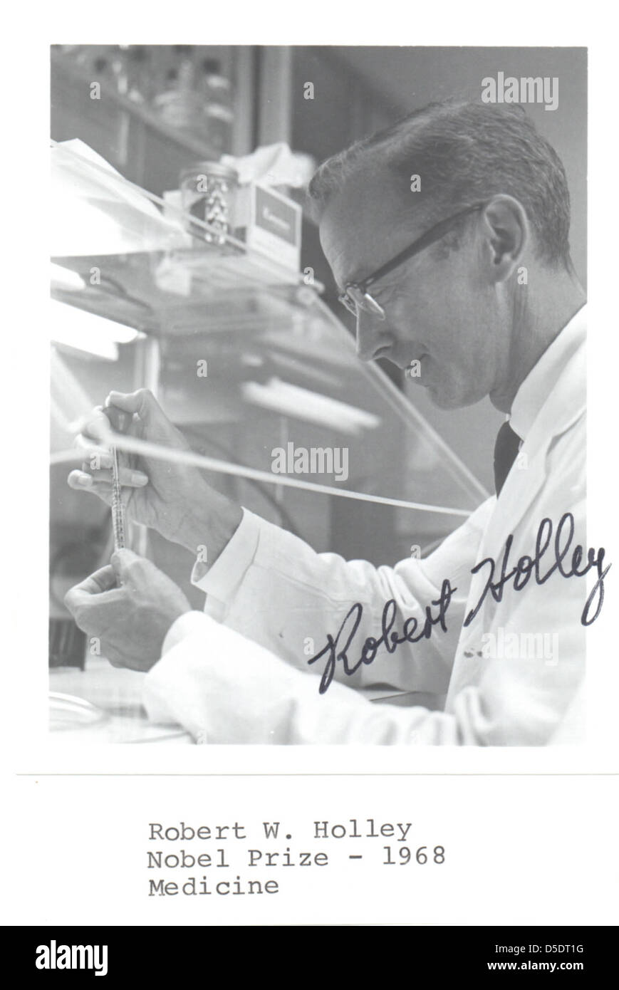 This portrait features Robert William Holley, a biochemist who was ...