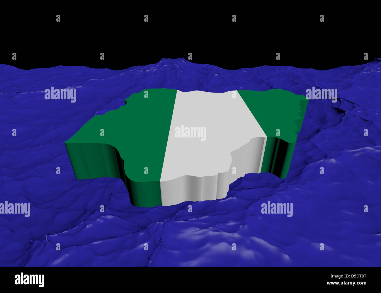 Nigeria map flag in abstract ocean illustration Stock Photo - Alamy