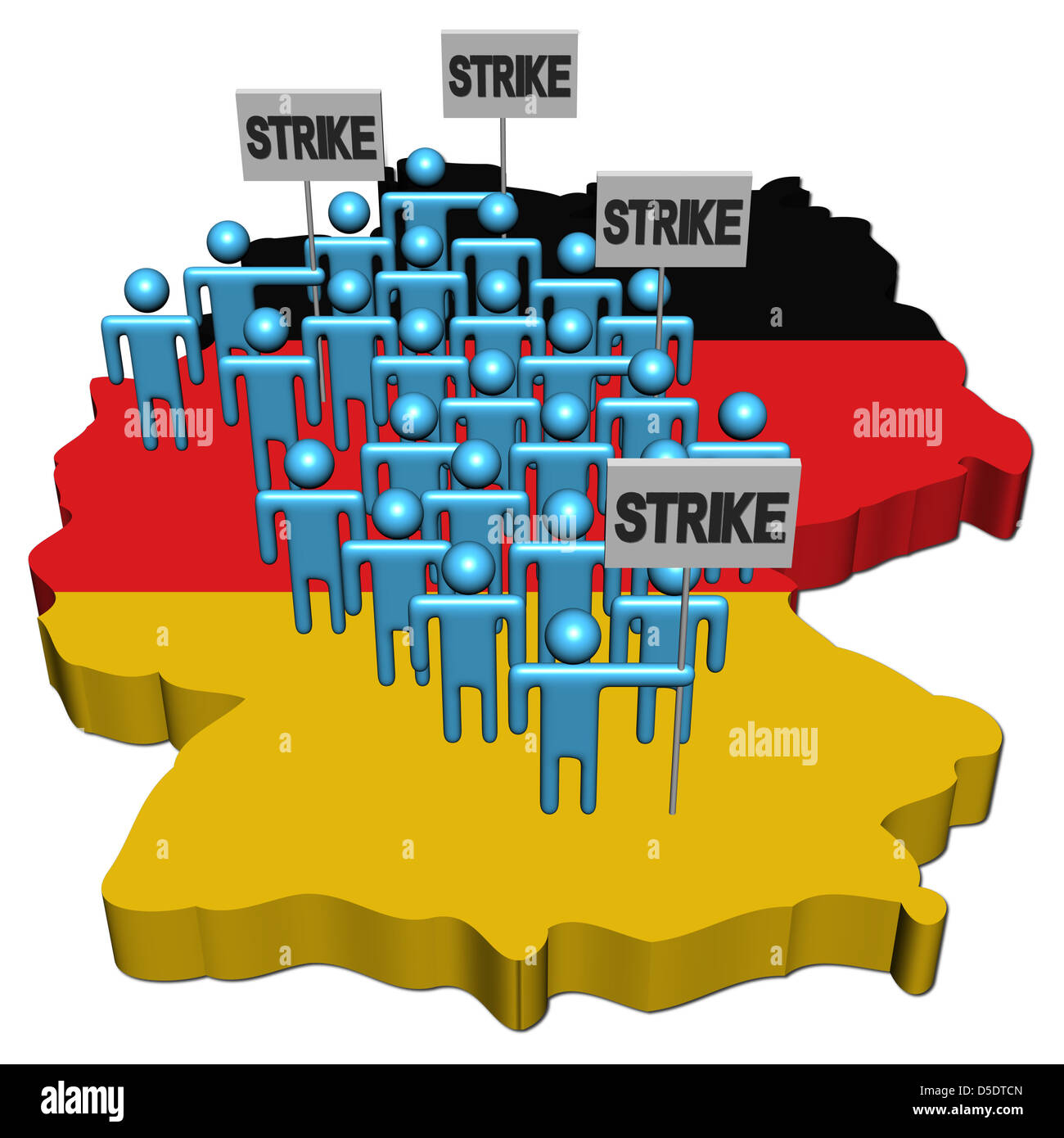 workers on strike on Germany map flag illustration Stock Photo - Alamy