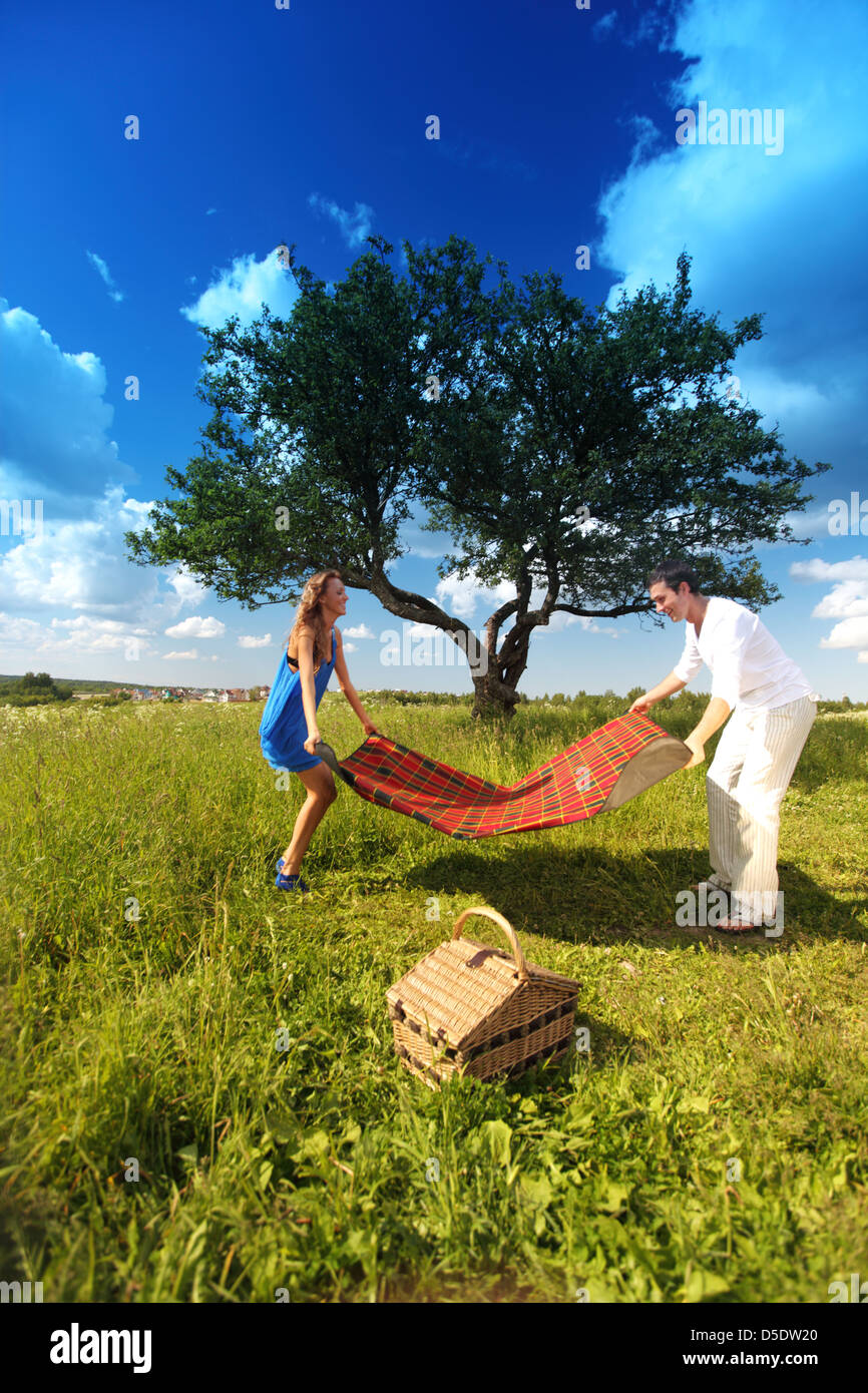 very fun lovers on picnic Stock Photo - Alamy