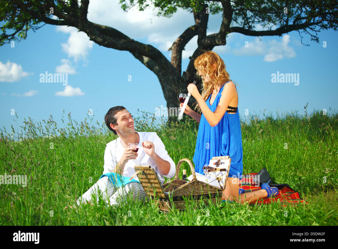 very fun lovers on picnic Stock Photo - Alamy