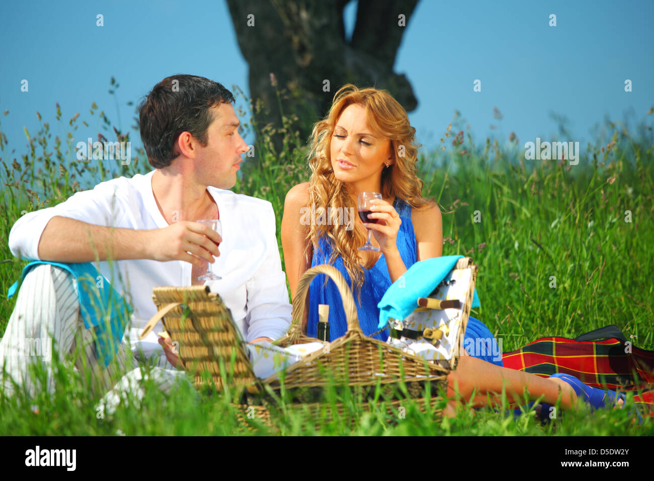 very fun lovers on picnic Stock Photo - Alamy