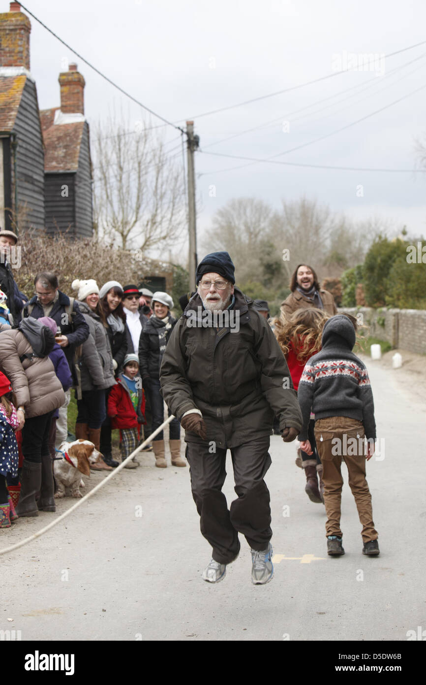 Locals of all ages take part in the custom of long rope skipping ...