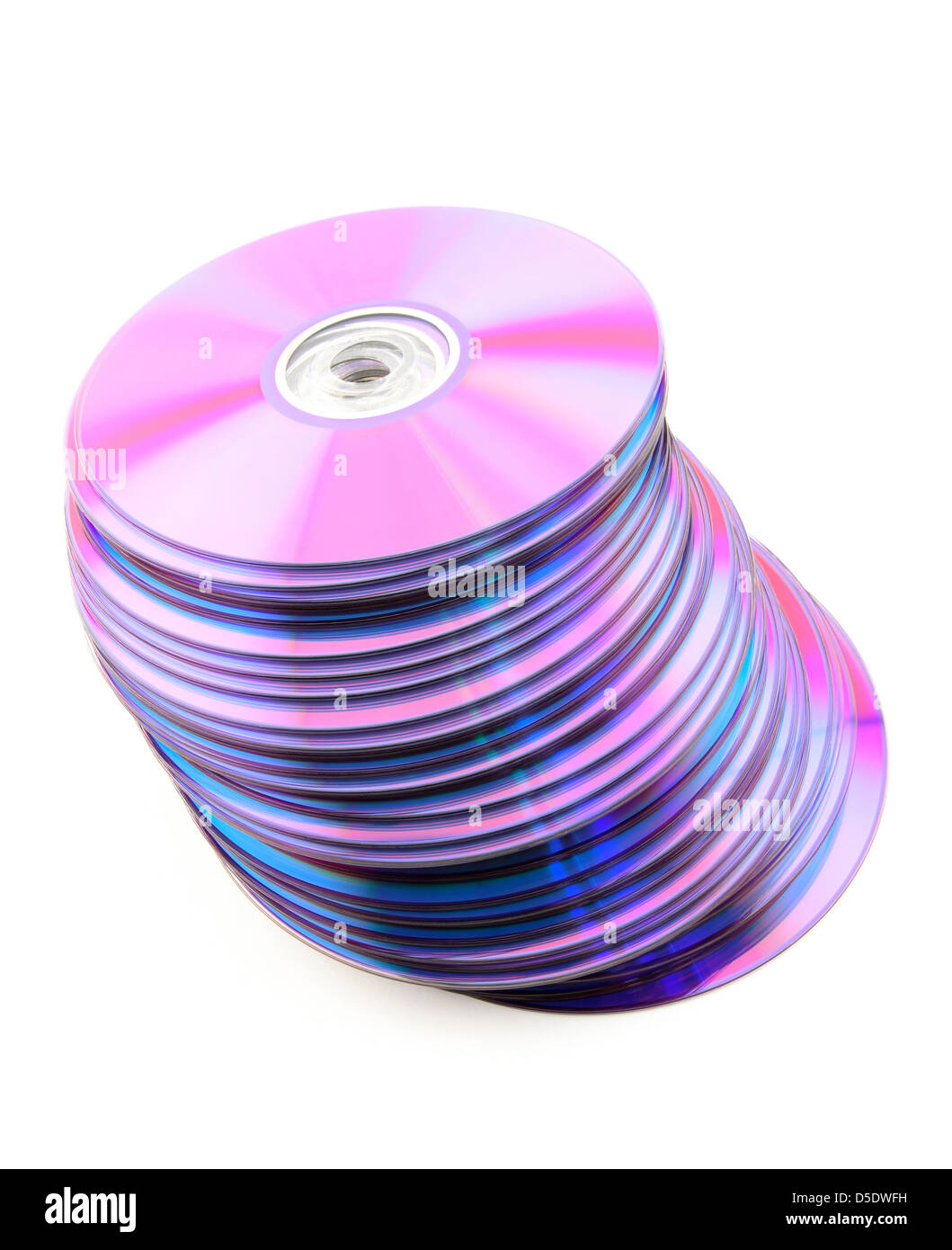 Falling heap of purple CDs or DVDs. White background, no dust Stock ...