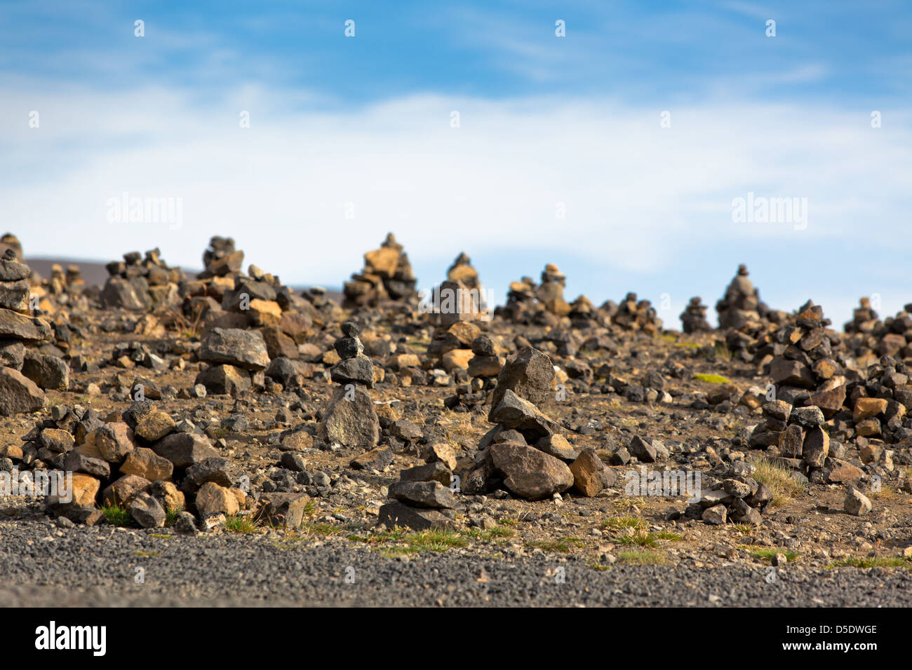 Landscape with Pyramids from stones, Iceland. Horizontal shot Stock ...