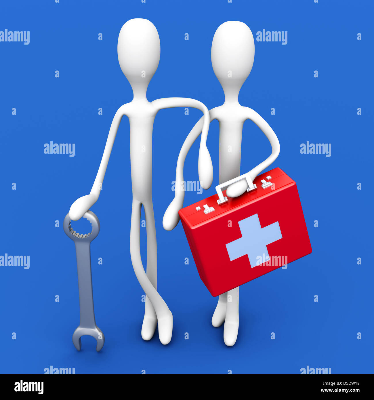 Cartoon Figures as a support team. 3D rendered Illustration Stock Photo ...