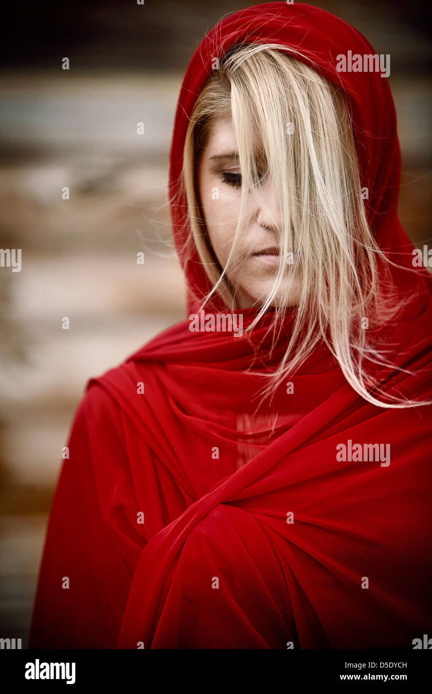 Woman in red veil Stock Photo - Alamy