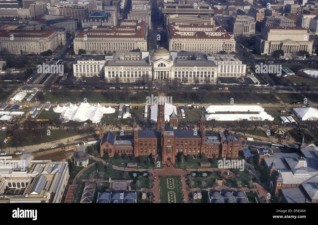 An aerial view of the National Mall during the 1993 William J. Clinton ...