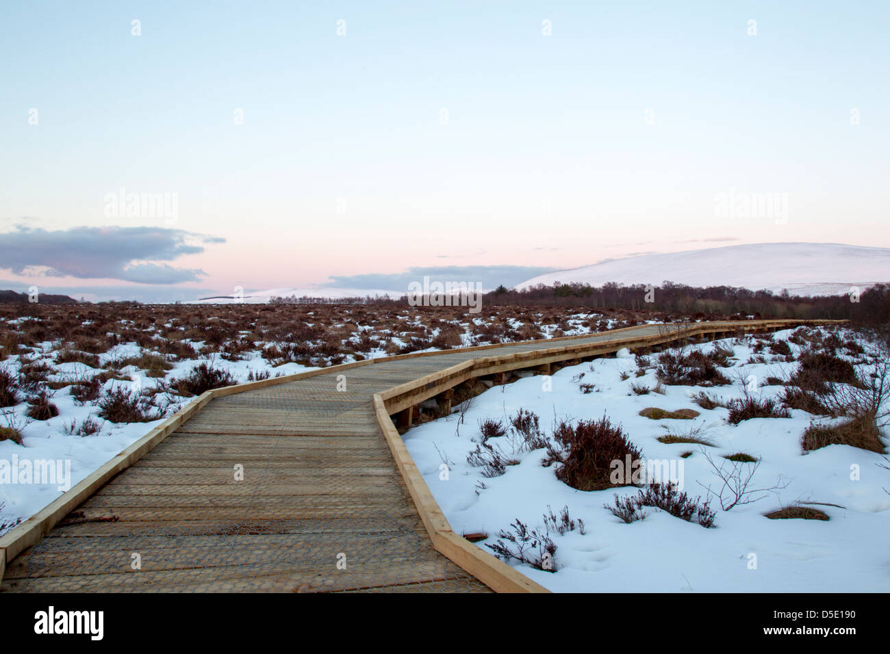 wooden walkway on a winter landscape Stock Photo - Alamy