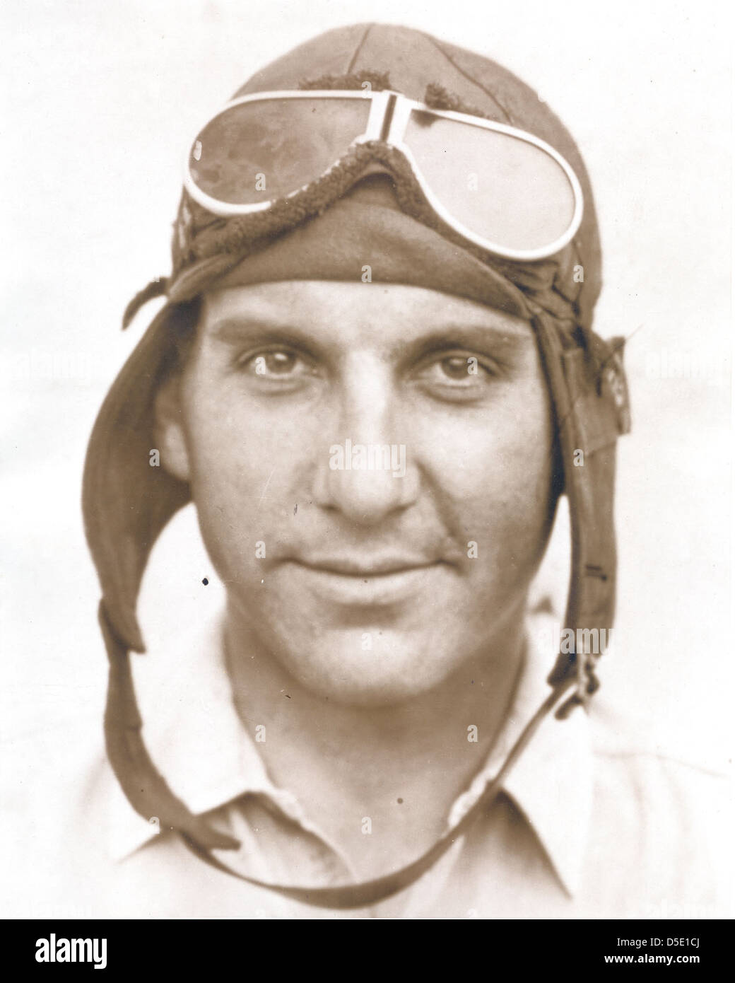 A portrait of Dean Smith, airmail pilot, from 1924, wearing aviator ...