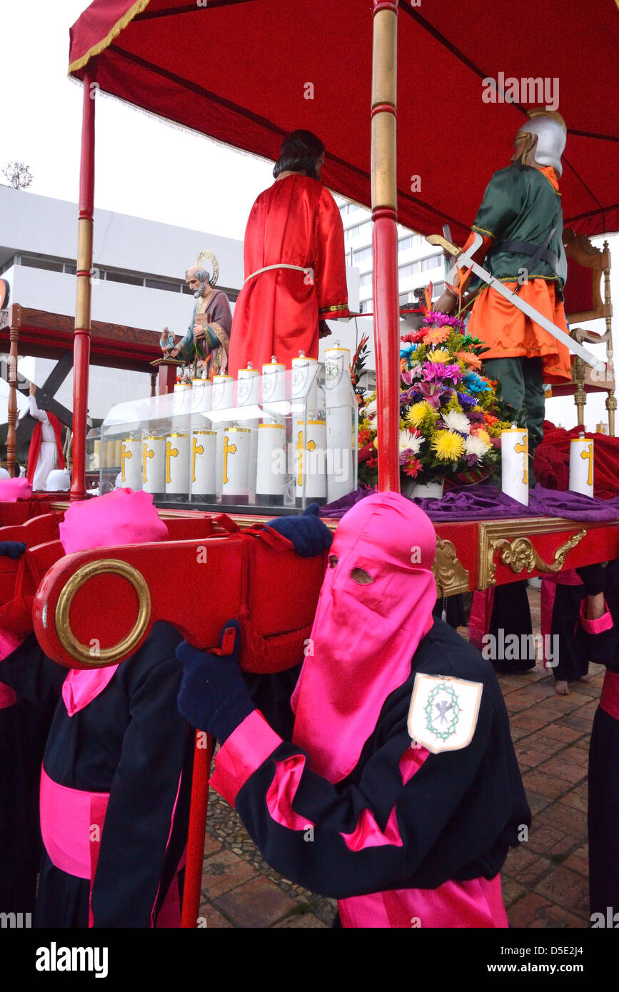 Participants in the traditional catholic processions made in Tunja in ...