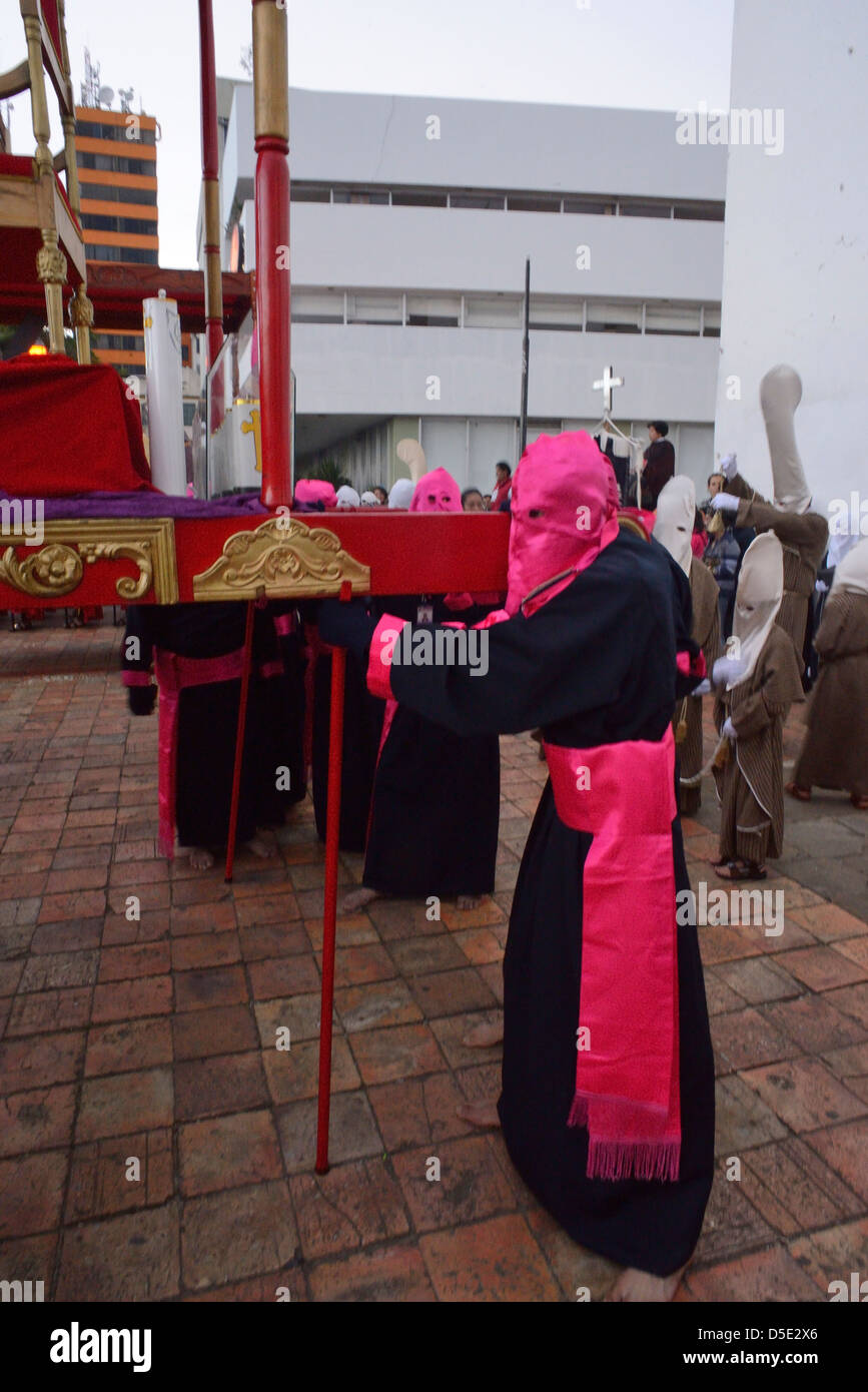 Participants in the traditional catholic processions made in Tunja in ...