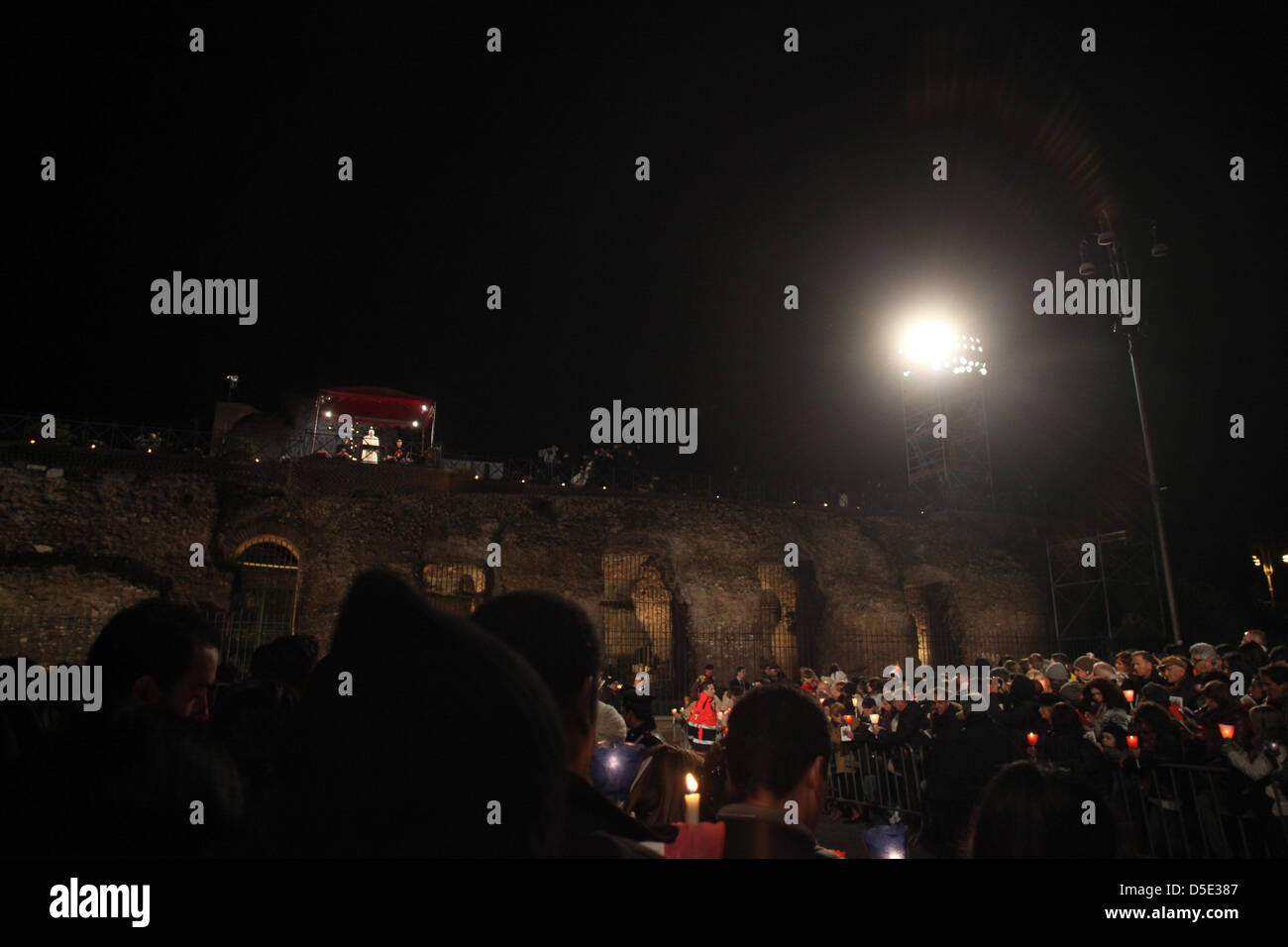 Rome: Colosseum. Francis Pope celebrates the way of the cross at the ...