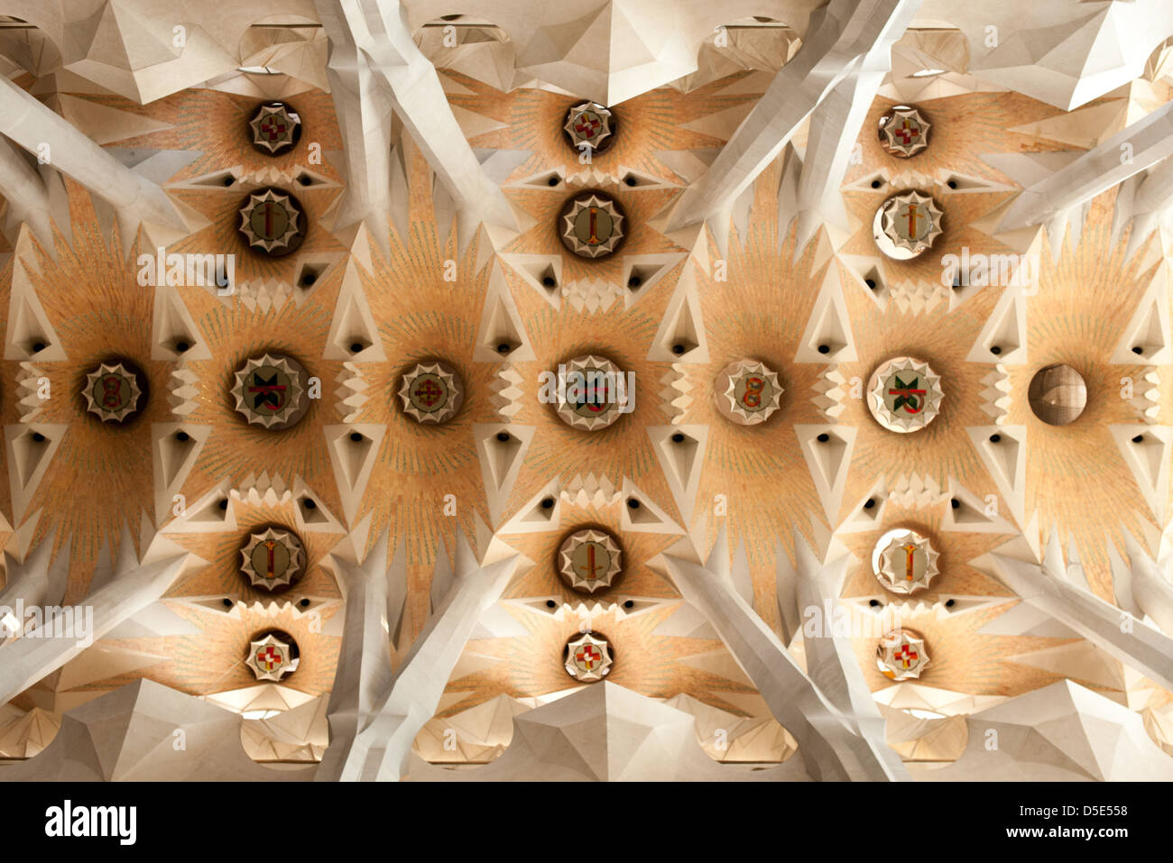 The Sagrada Familia Basilica ceiling - designed by Catalan architect ...