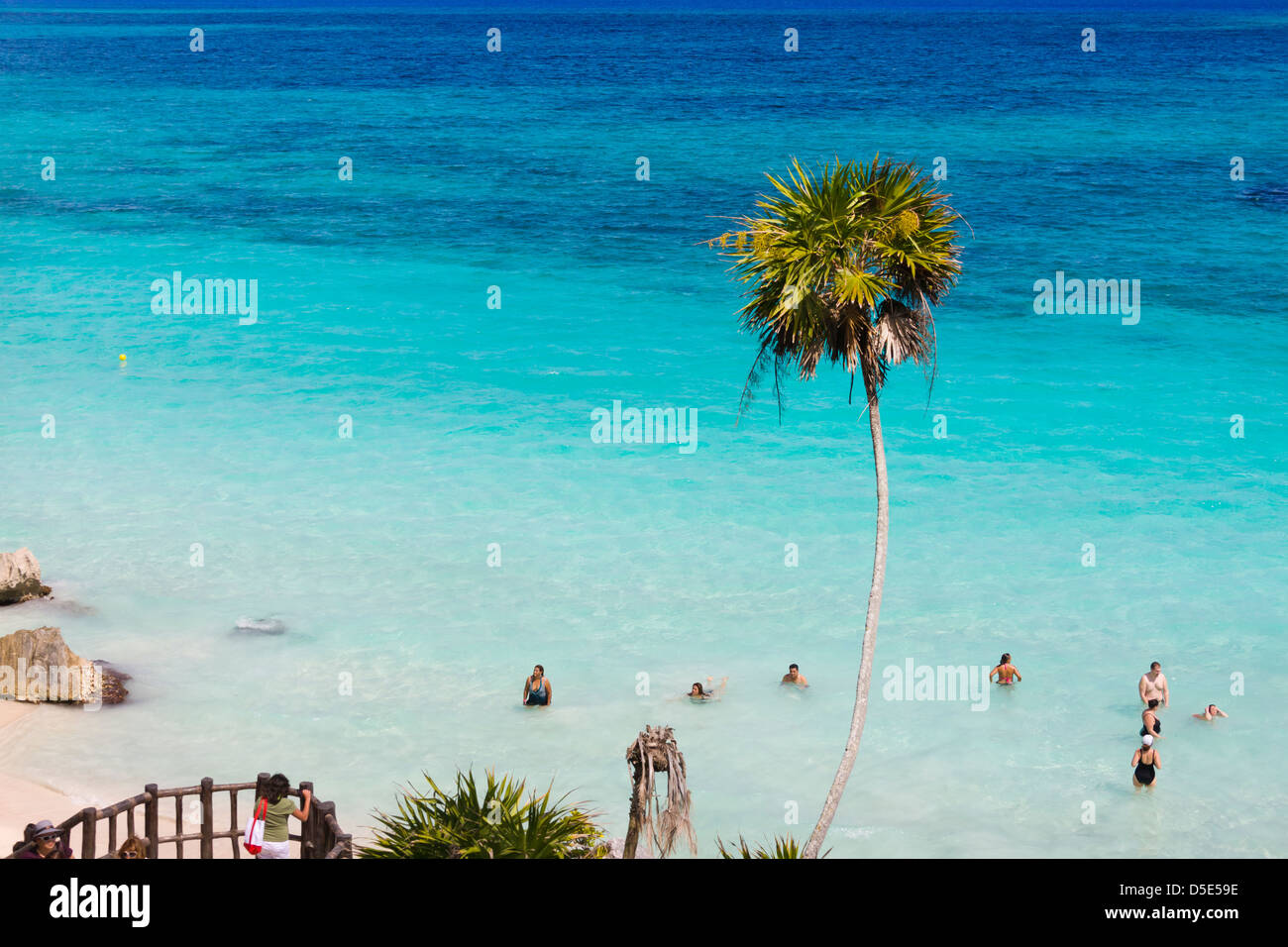 Tourists on the beach, Tulum, Quintana Roo State, Mexico Stock Photo ...