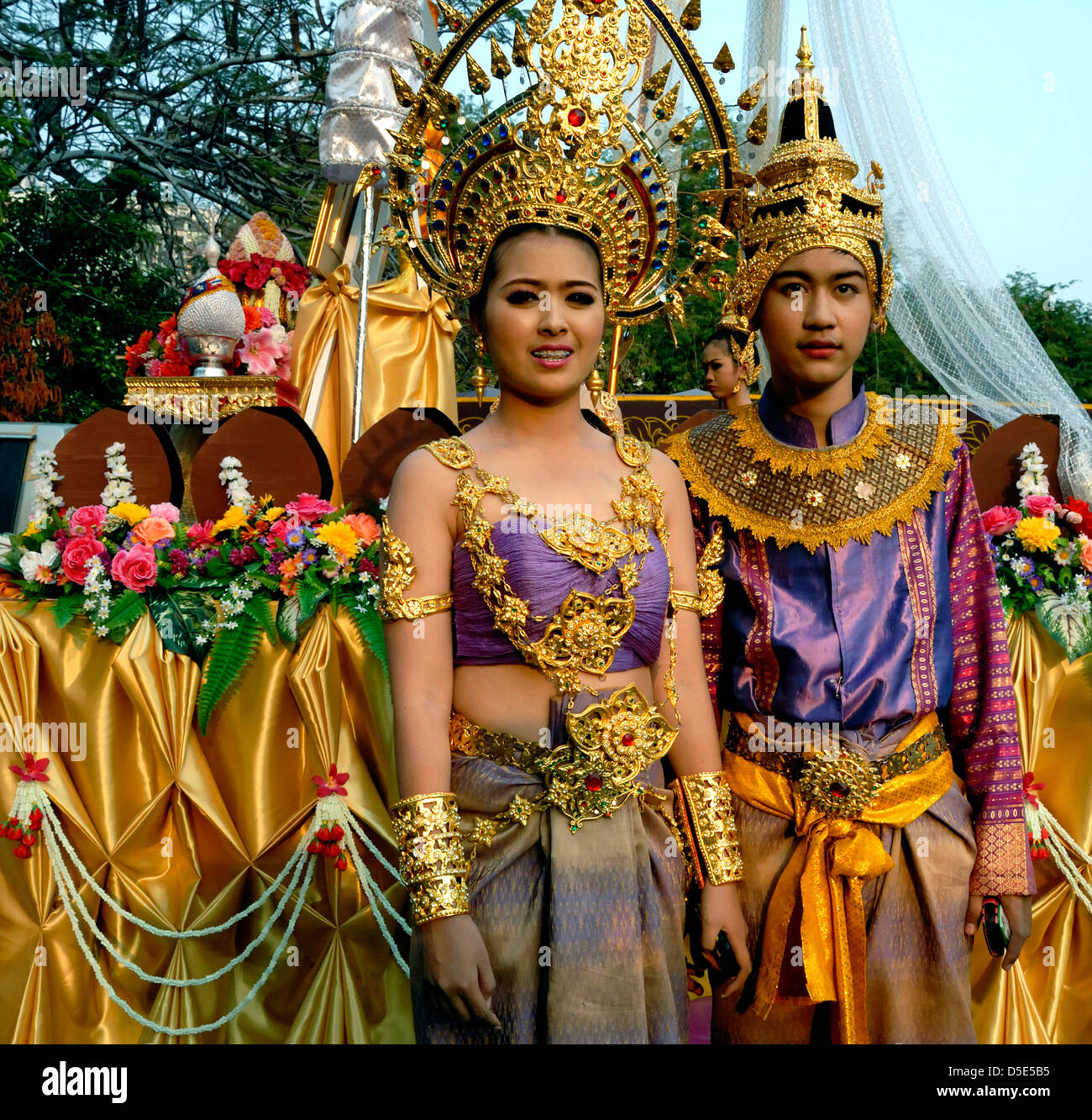 Colourful Thai costume worn at the Lop buri festival in Lop buri ...
