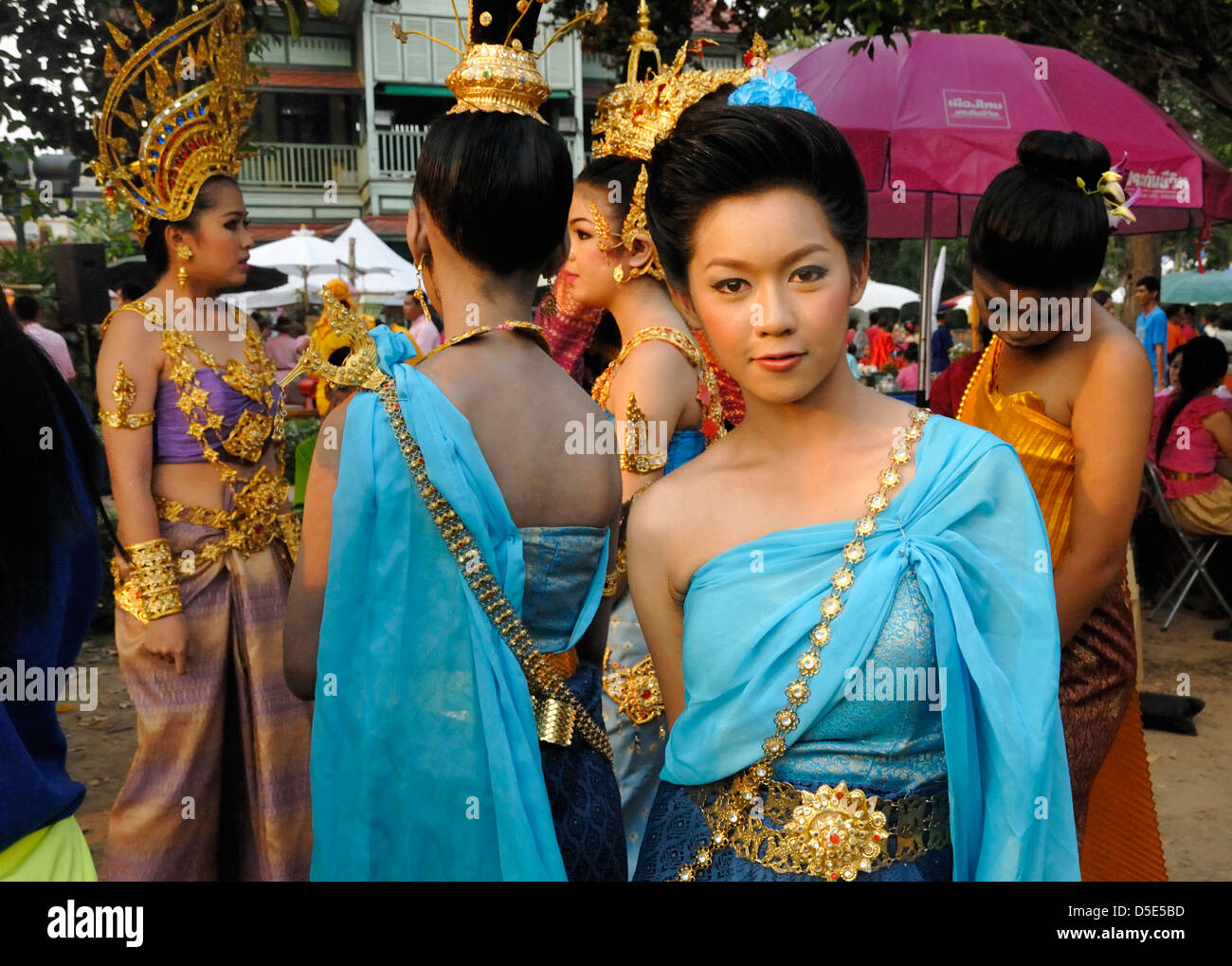 Colourful Thai costume worn at the Lop buri festival in Lop buri ...