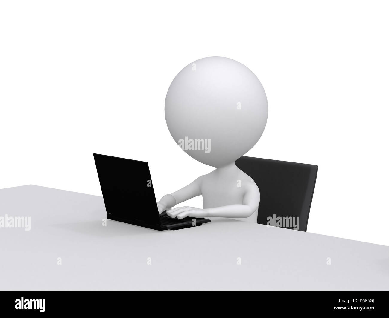 3d character Working on computer. On white background Stock Photo - Alamy