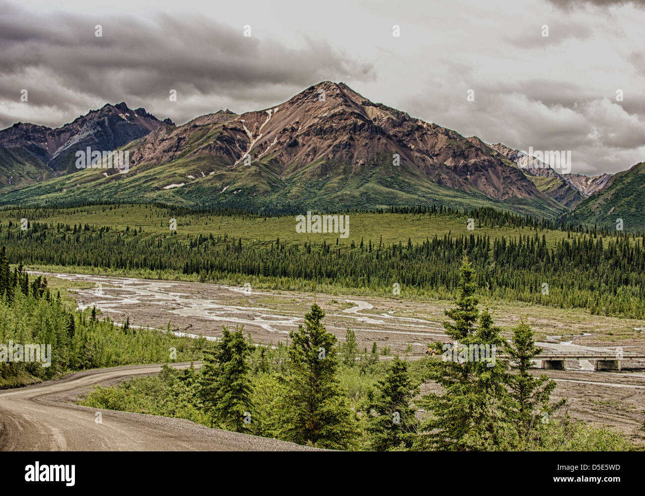 June 27, 2012 - Denali Borough, Alaska, US - Sweeping view, from the ...