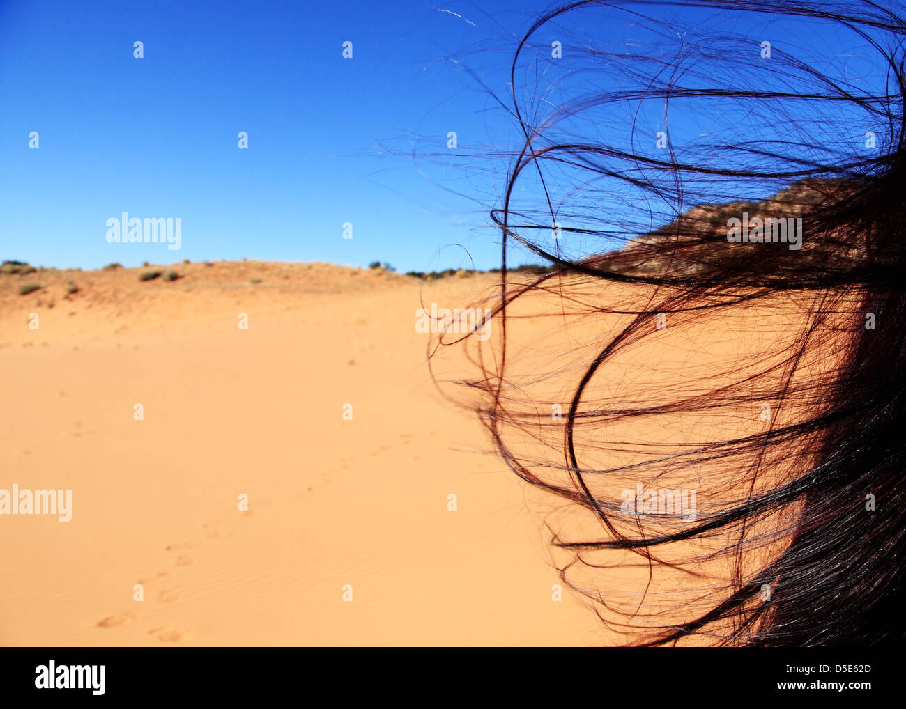 Hair Blowing in Desert Wind Stock Photo - Alamy