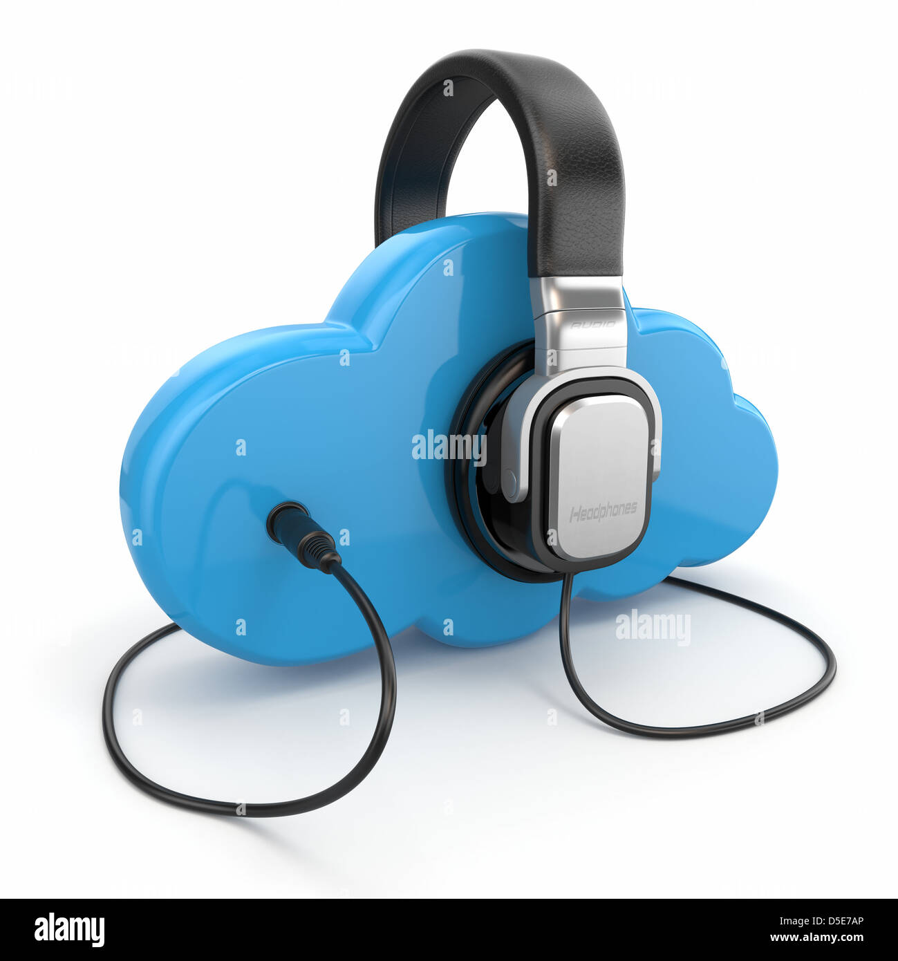 Cloud computing multimedia concept. Headphones and clouds on white ...