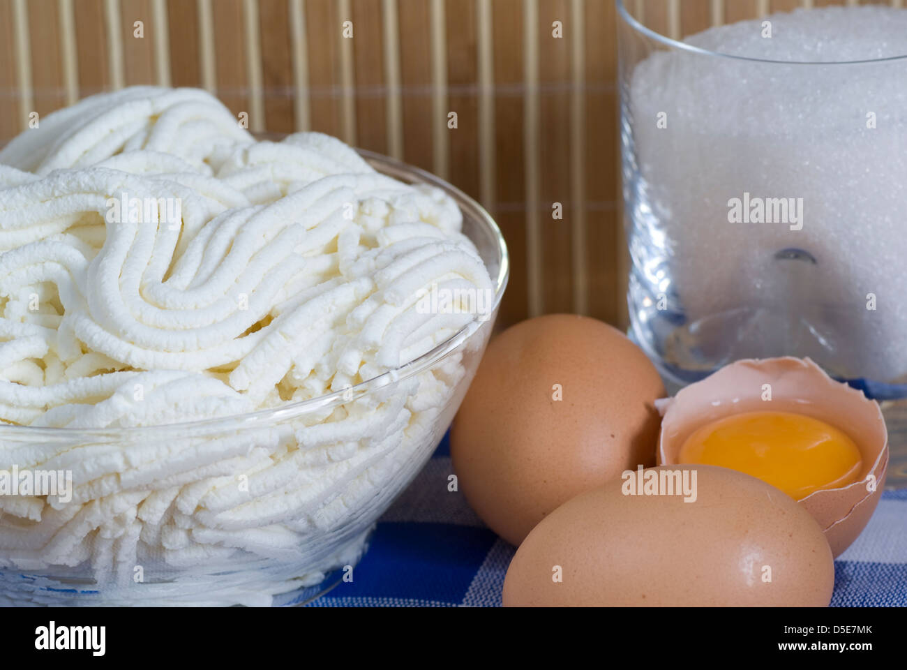 white ground cheese in bowl and products Stock Photo - Alamy