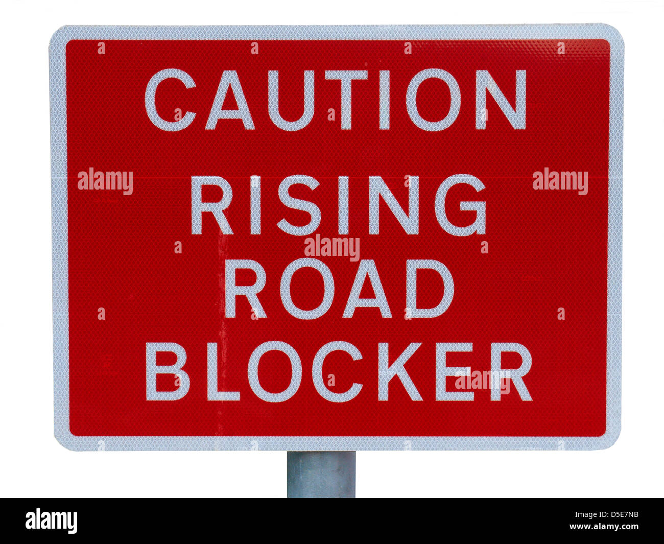Caution rising road blocker traffic warning sign UK Stock Photo - Alamy