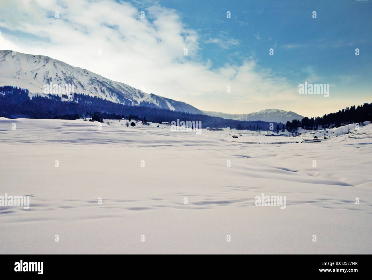 Snow covered valley in winter, Gulmarg, Jammu And Kashmir, India Stock ...
