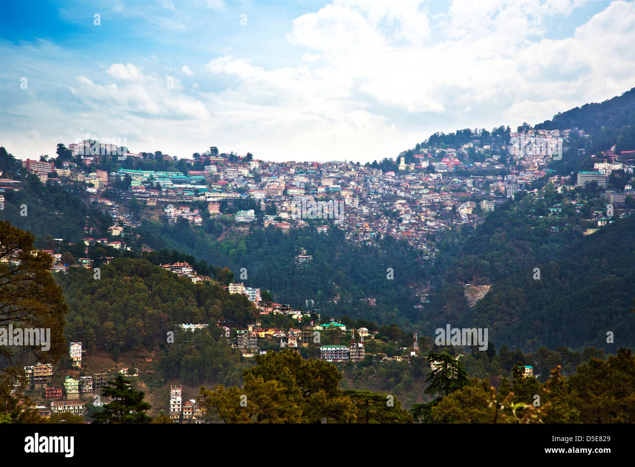 High angle view of buildings on a mountain, Shimla, Himachal Pradesh ...