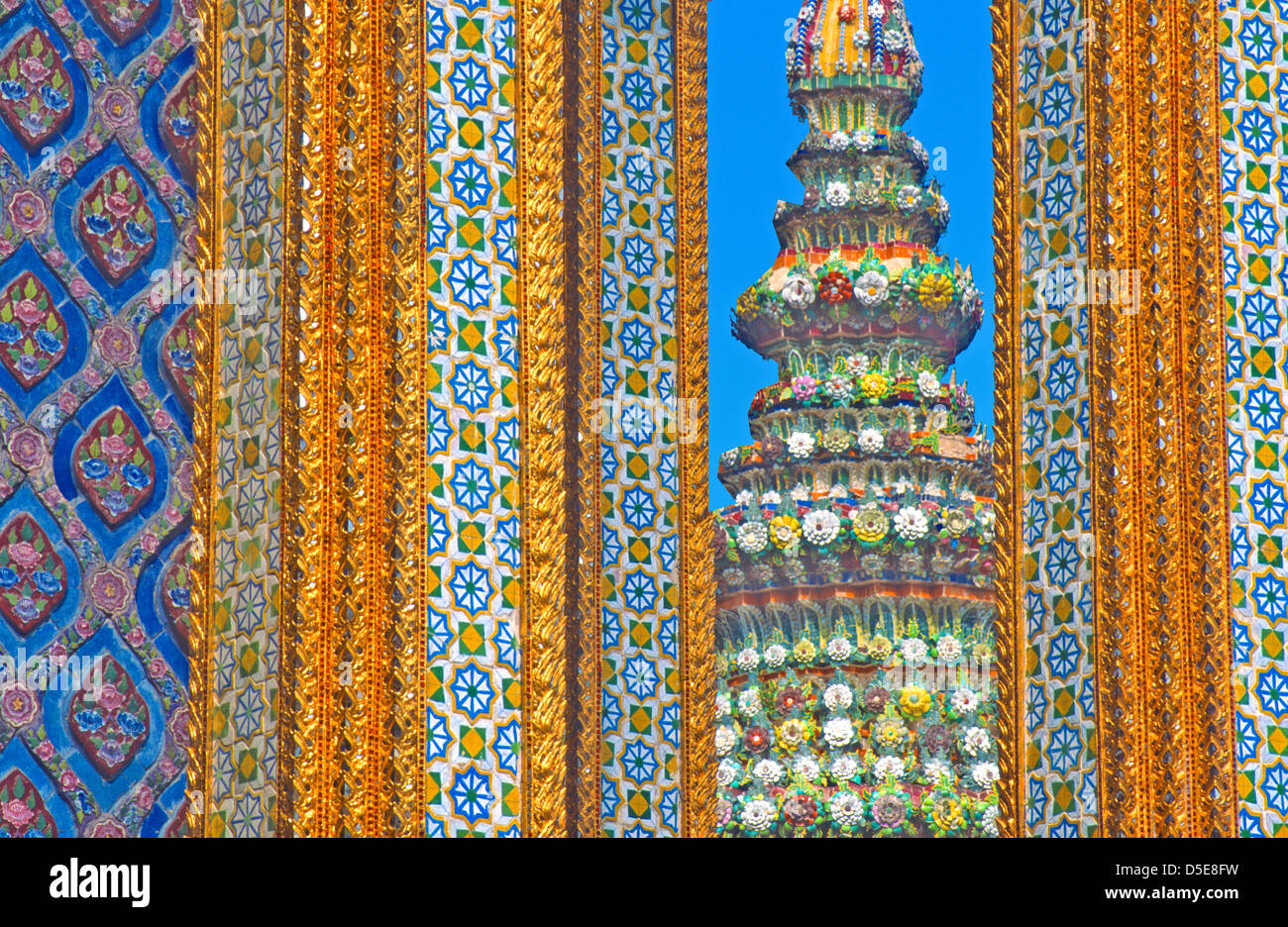 Ornately decorated buildings called Wat Phra Kaew, originally the Royal ...