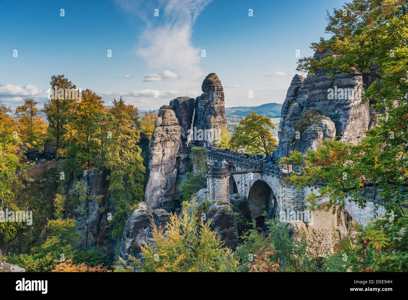 Rock formation Bastei (Bastion) and Bridge, Lohmen, Saxon Switzerland ...