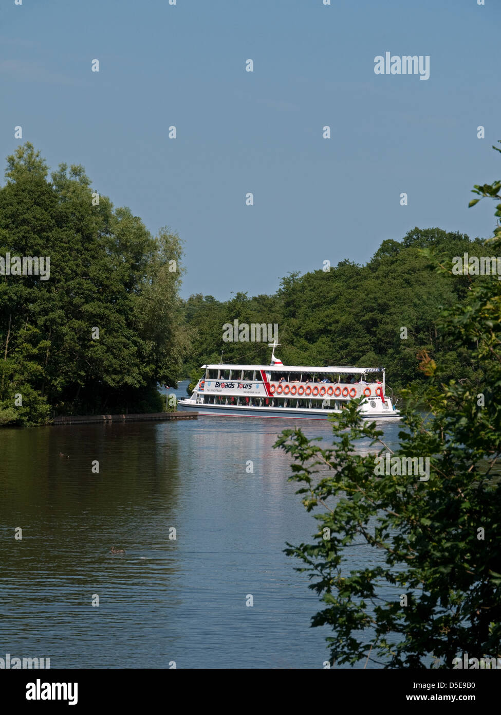 Tour Boat on The Norfolk Broads at Salhouse Broad, Norfolk, England ...