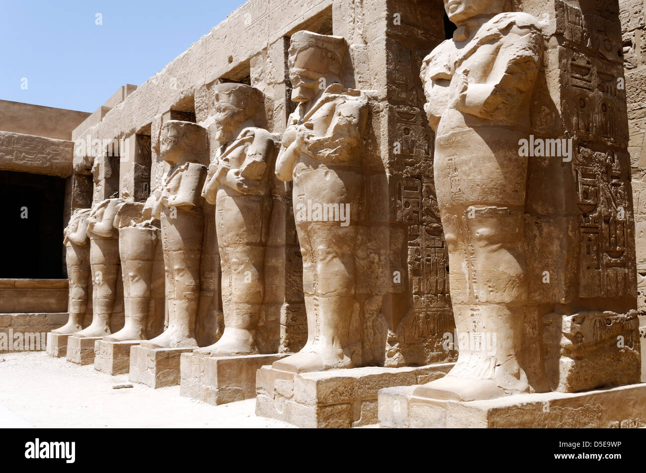 Luxor. Egypt. Theatrical porticoed courtyard with Osiris columns in the ...