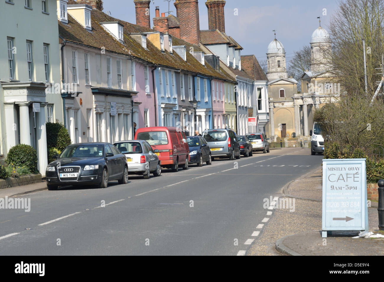 Mistley High street and sign Stock Photo - Alamy