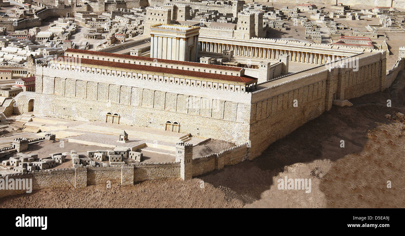 Second Temple. Model of the ancient Jerusalem. Israel Museum Stock ...