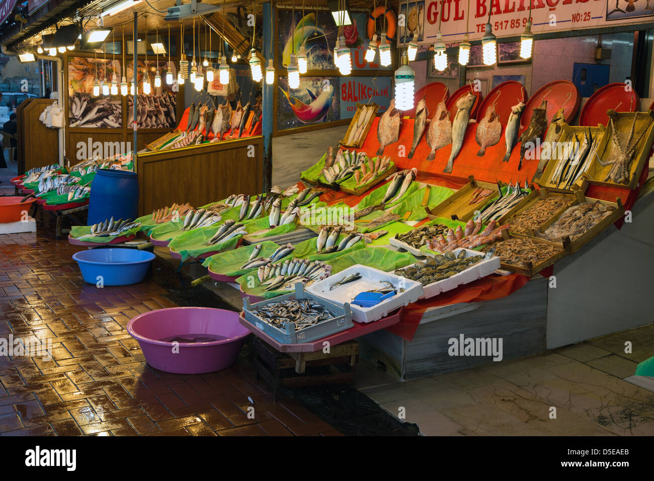 Fish for sale at fish market, Istanbul, Turkey Stock Photo - Alamy