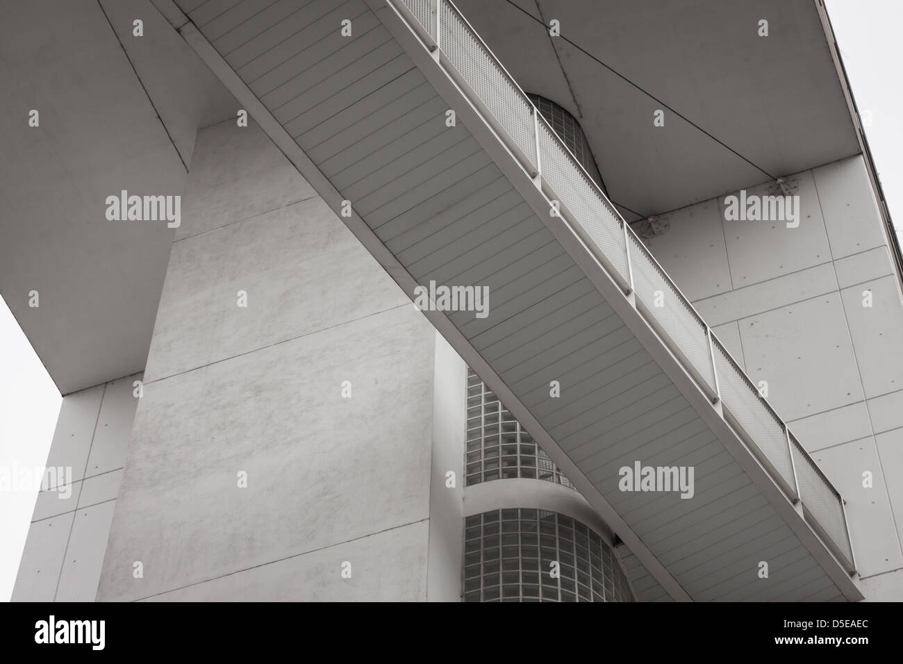 Architectural detail of a modern building with suspended passage Stock ...