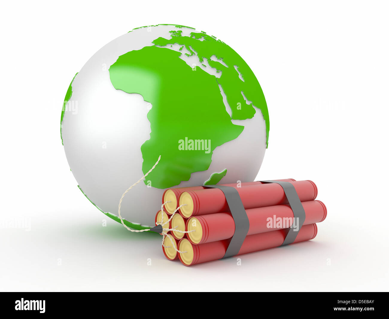Earth with dynamite on white isolated background. 3d Stock Photo - Alamy