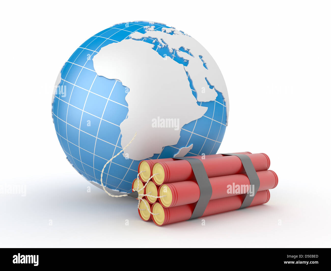 Earth with dynamite on white isolated background. 3d Stock Photo - Alamy