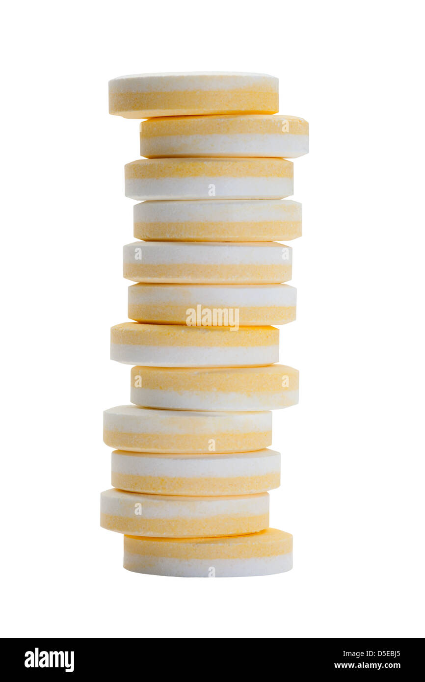 stack of tablets isolated on white background Stock Photo - Alamy
