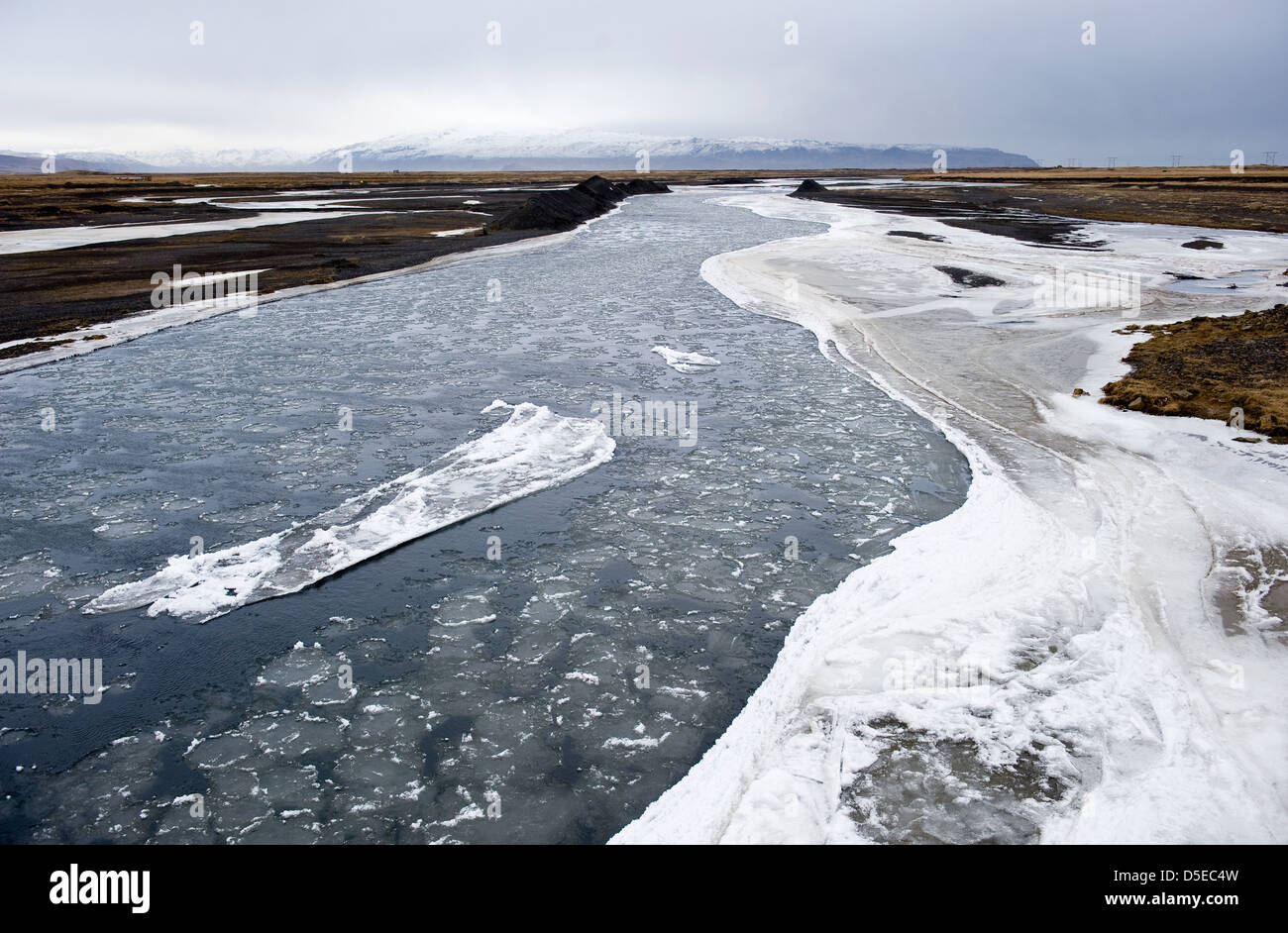 A river with floating ice in the winter in Iceland Stock Photo - Alamy