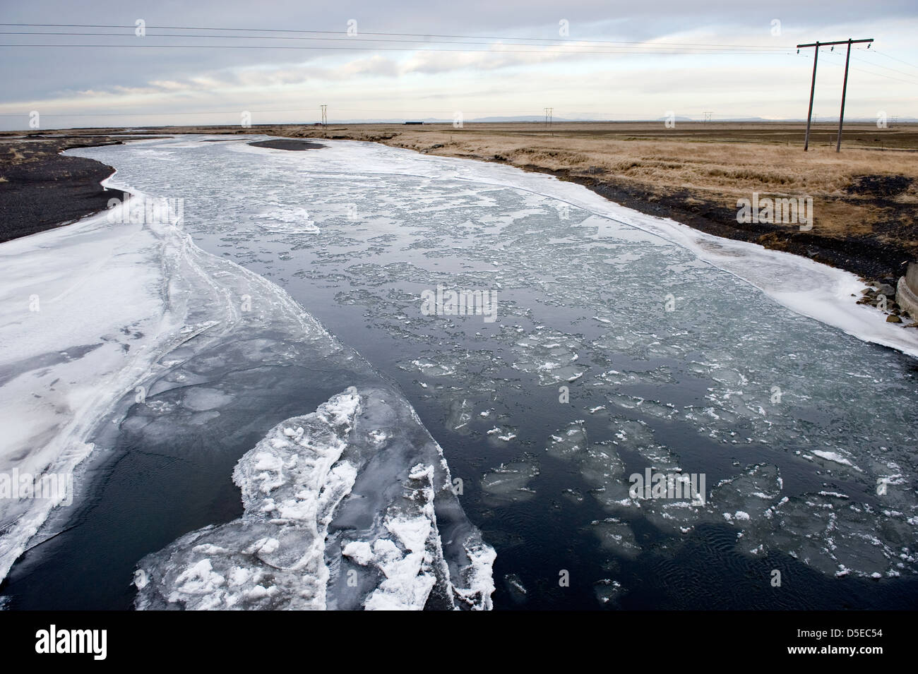 A river with floating ice in the winter in Iceland Stock Photo - Alamy