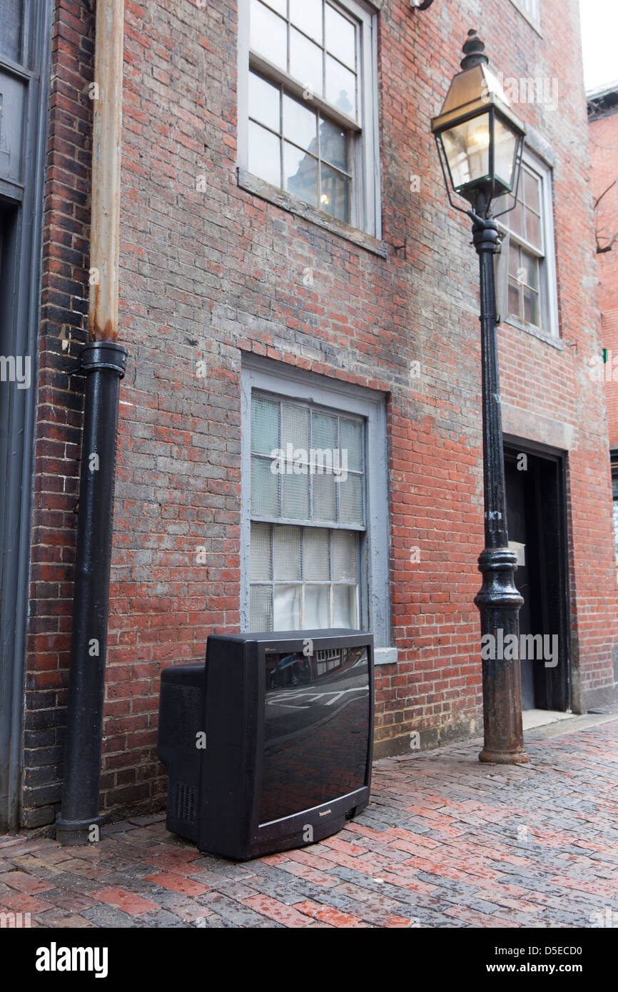 A television on the street in Boston, Massachusetts , USA Stock Photo ...
