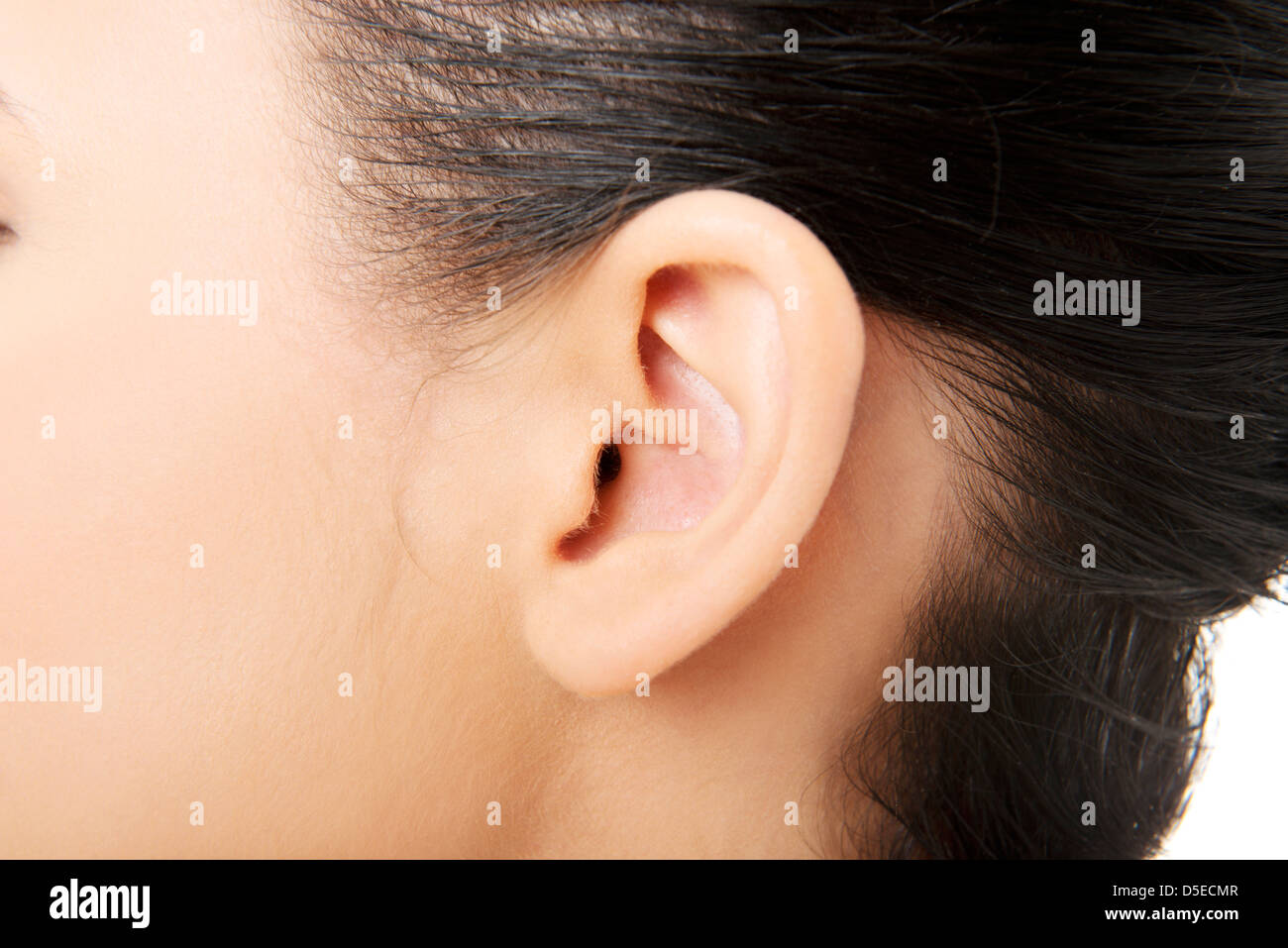 Young caucasian woman ear closeup Stock Photo - Alamy