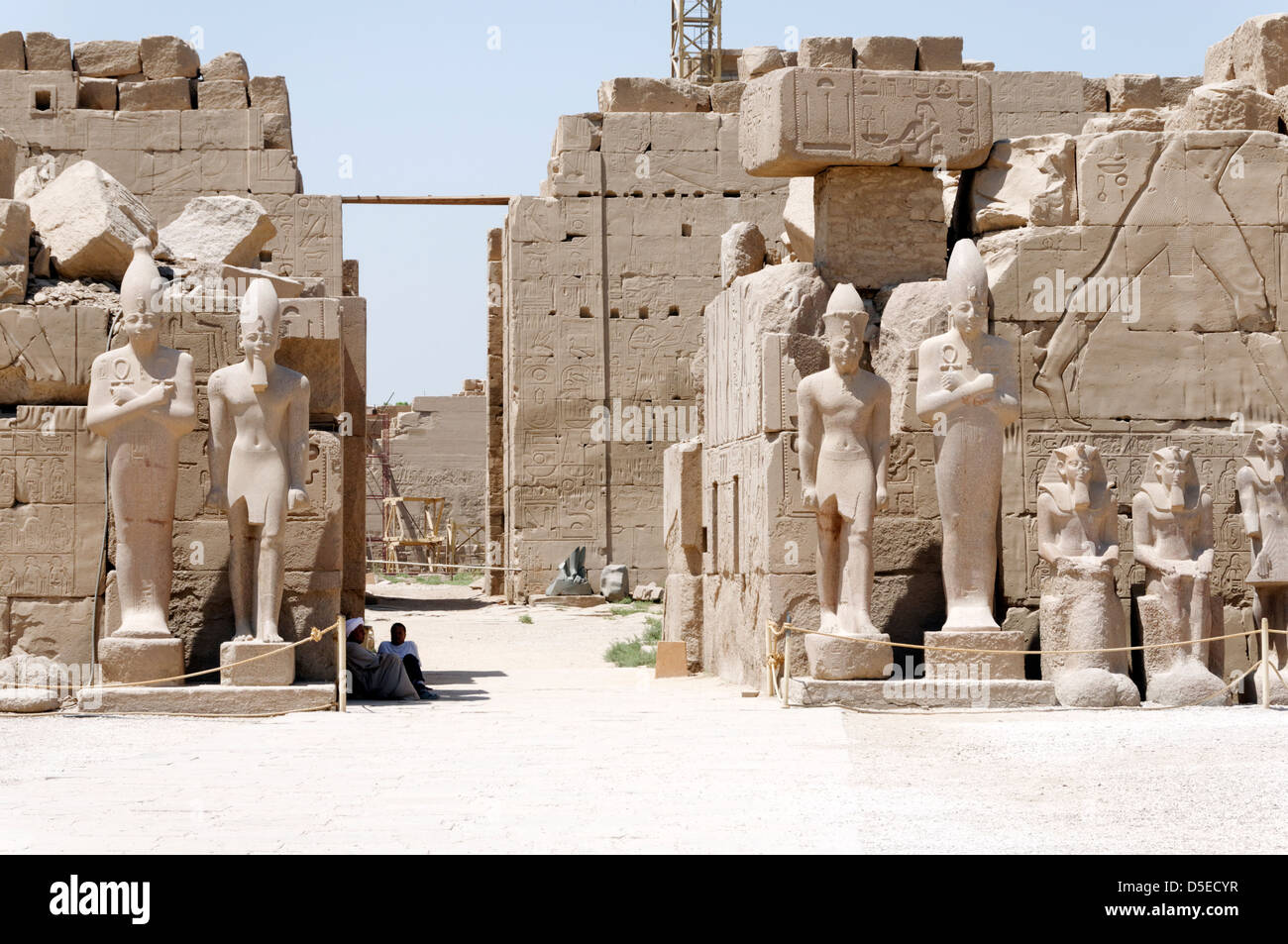 Luxor Egypt. Seven statues adorn the north façade of the seventh Pylon ...