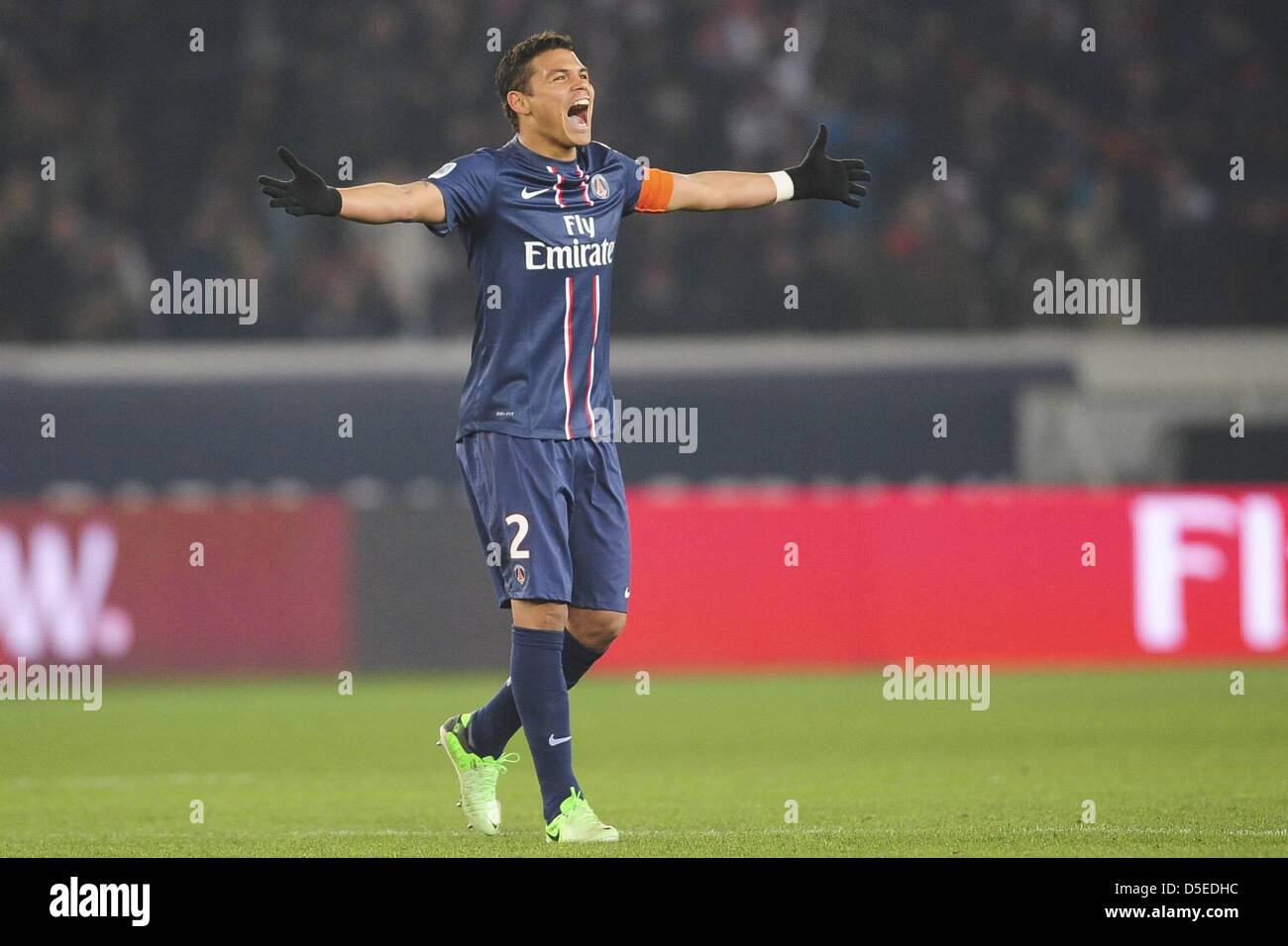 29.01.2013. Paris, France. Celebrations from Thiago Silva PSG after the ...